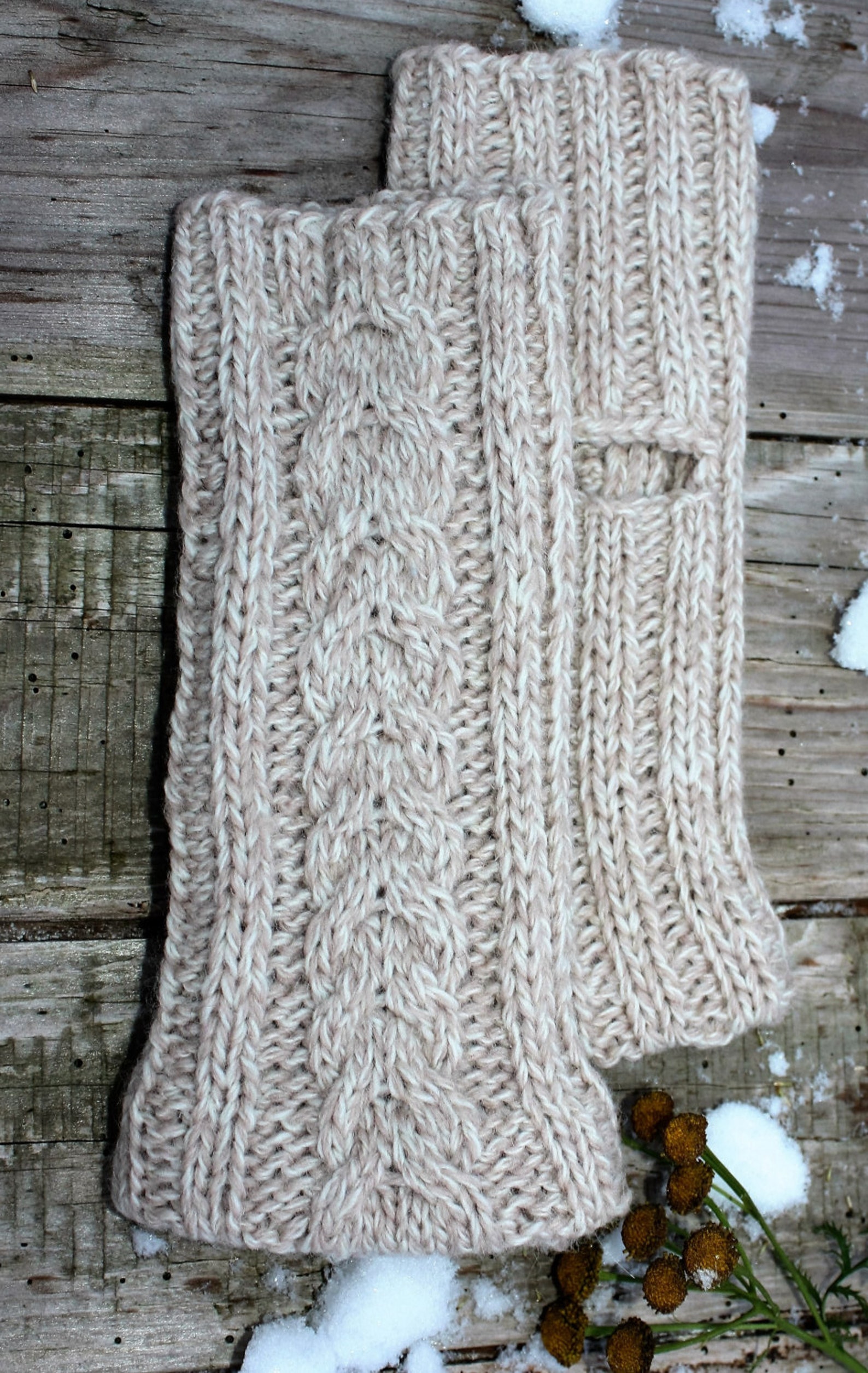 Merino Wool Hand Warmers, Soft and Warm Fingerless Gloves, Natural Wool ...