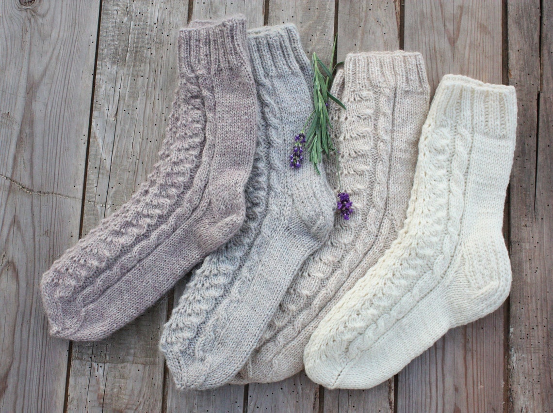 Stylish and Warm Merino Wool Hand Knitted Socks/ Natural Wool - Etsy