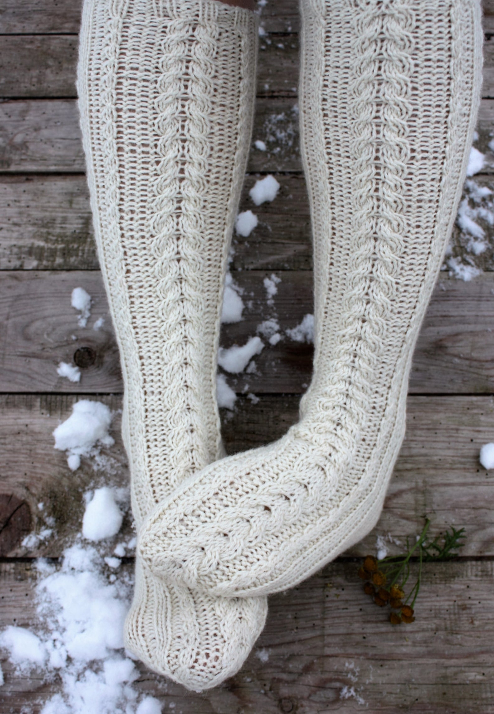 Long Knitted Stockings Merino Wool Stockings Natural Wool - Etsy