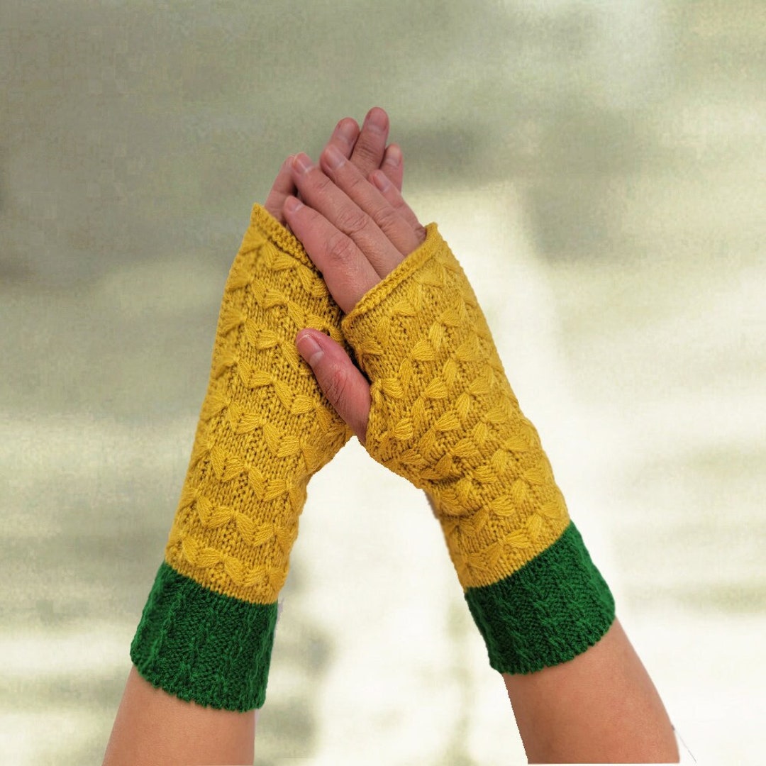 Knitted Fingerless Gloves: Trendy Acrylic Winter Mittens - Etsy