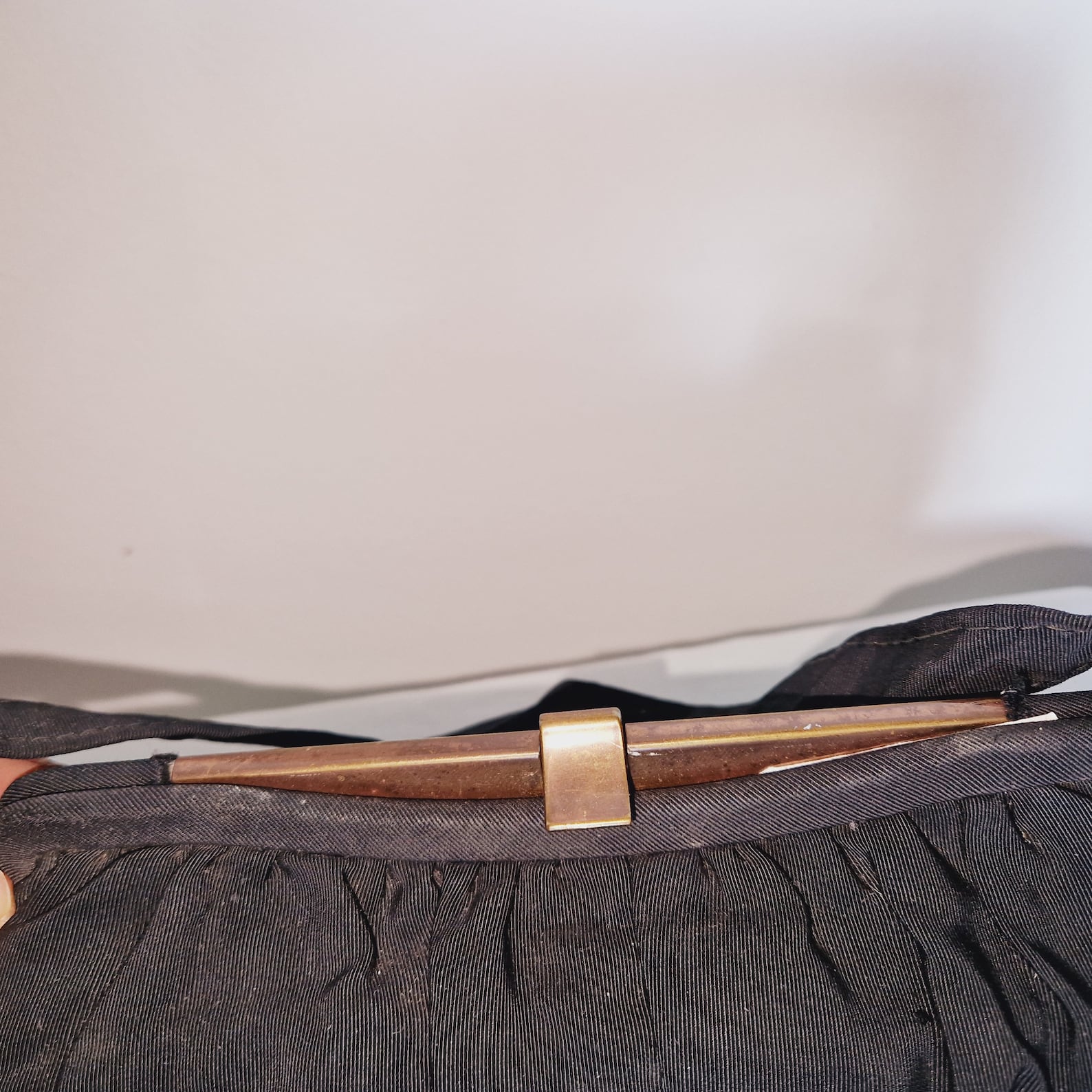 40s Vintage Original Wristlet Black Handbag With Art Deco Copper Clasp ...