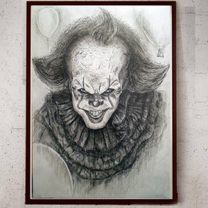 Pennywise Drawing, It Clown, Stephen King, Horror Art Print - Etsy