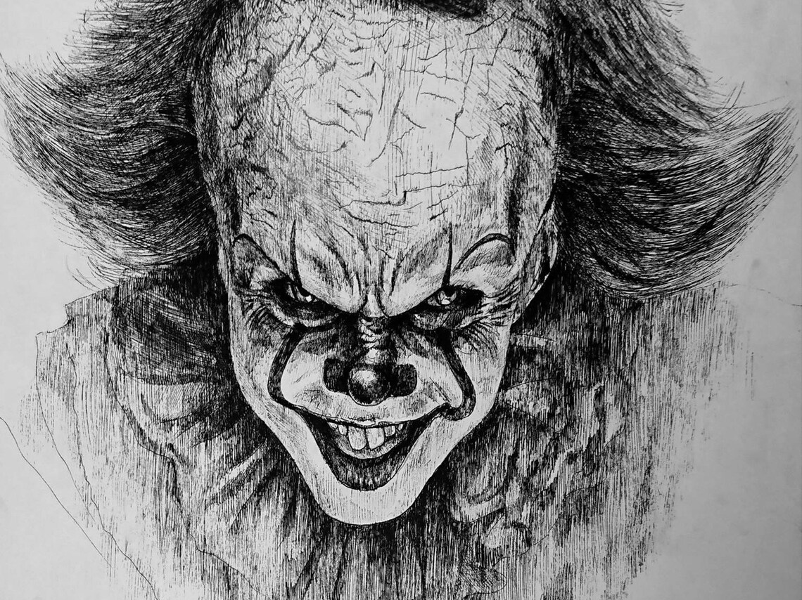 IT Original Drawing Fan Art Wall Art Horror Movie - Etsy