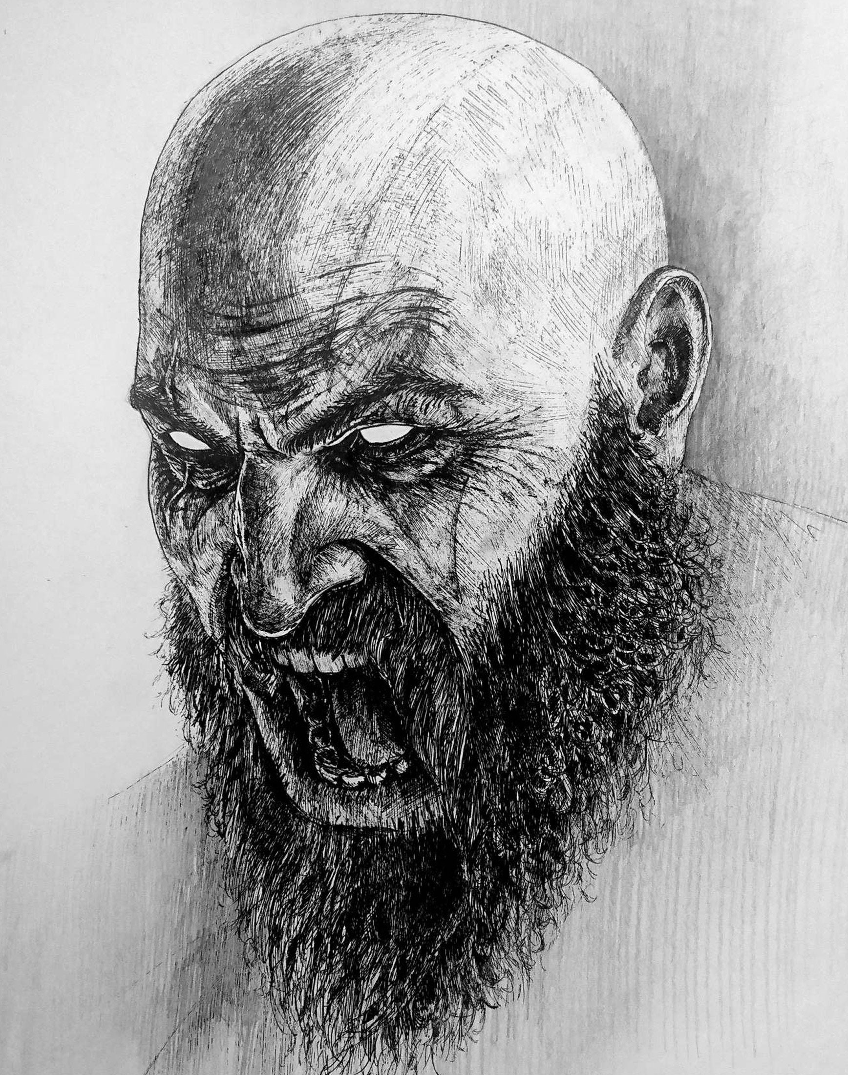 God Of War Kratos Face Drawing