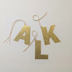Letter Tag - Glitter Initial Letter Tag - Christmas Stocking Tag - Gift ...