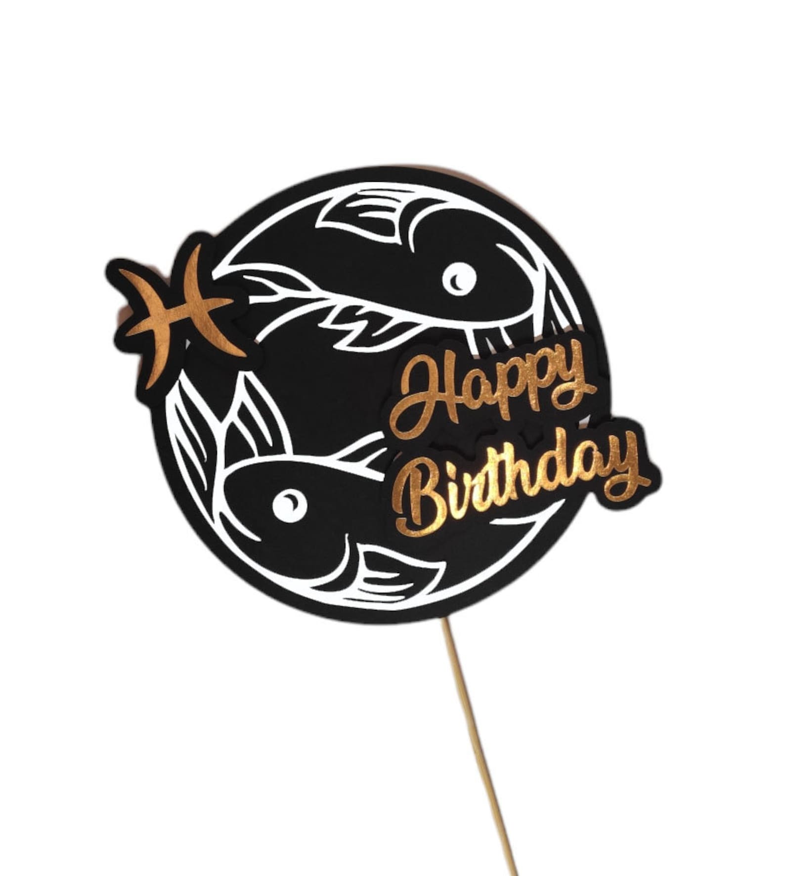 Pisces Cake Topper - Happy Birthday Pisces Zodiac Sign - Pisces Party ...