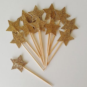 Gold Star Cupcake Toppers - Set of 12+ Twinkle Twinkle Little Star ...