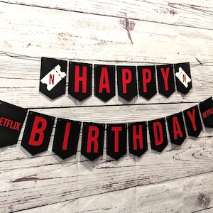 Netflix Inspired Birthday Banner - Movie Night Birthday Banner - Movie ...