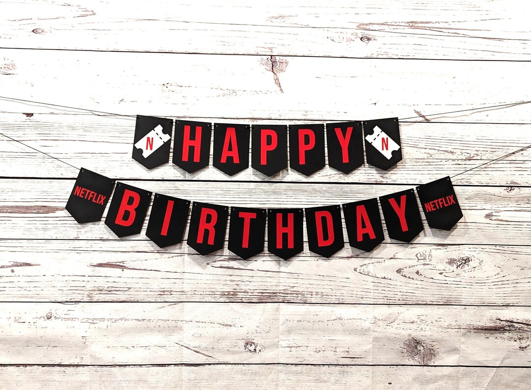 Netflix Inspired Birthday Banner - Movie Night Birthday Banner - Movie ...