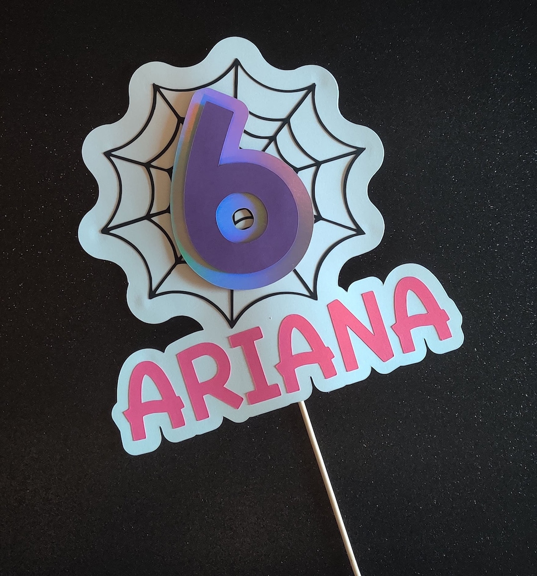 Spider Web Pink and Purple Cake Topper - Custom Age Number - Spider ...