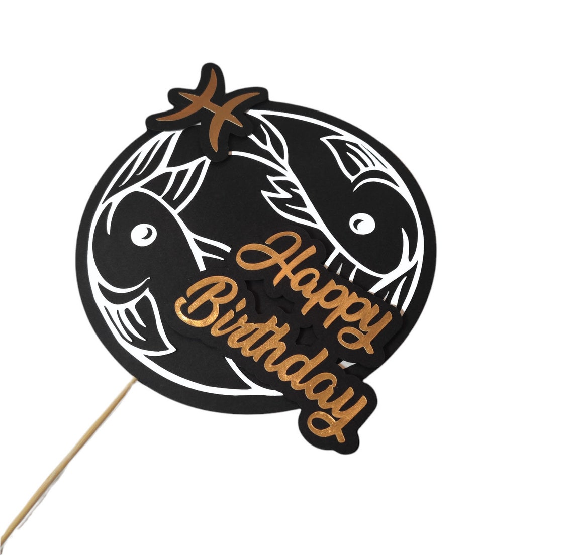 Pisces Cake Topper - Happy Birthday Pisces Zodiac Sign - Pisces Party ...