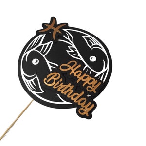 Pisces Cake Topper - Happy Birthday Pisces Zodiac Sign - Pisces Party ...