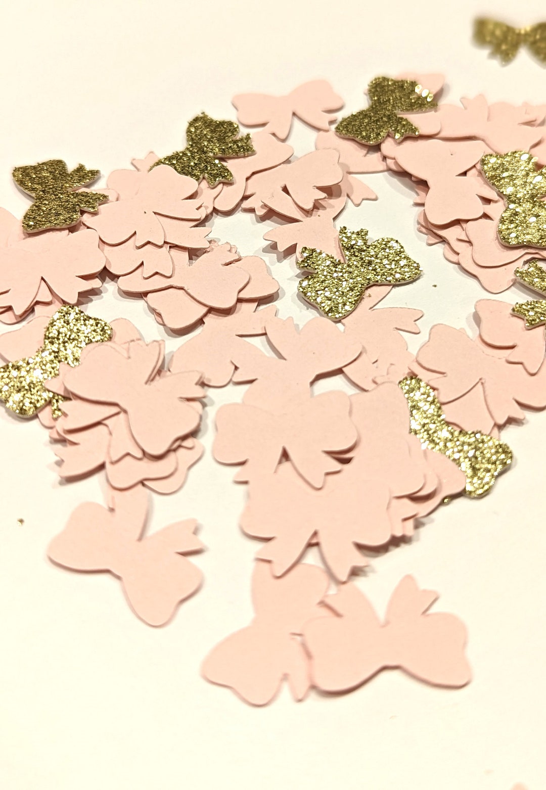 Blush Pink and Gold Glitter Bow Confetti 0.5" (250 Pieces) - Baby ...