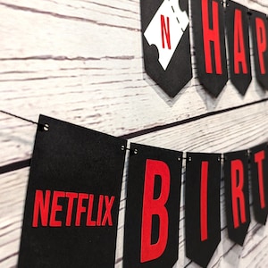 Netflix Inspired Birthday Banner - Movie Night Birthday Banner - Movie ...