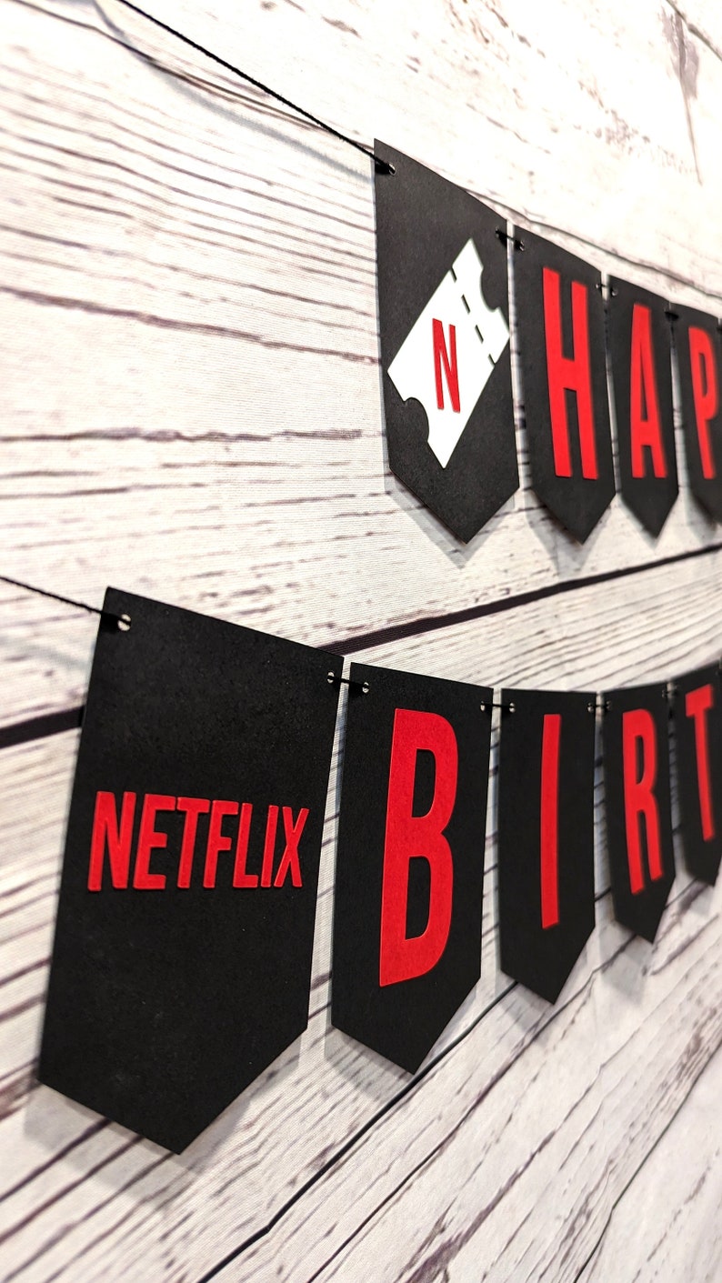 Netflix Inspired Birthday Banner - Movie Night Birthday Banner - Movie ...