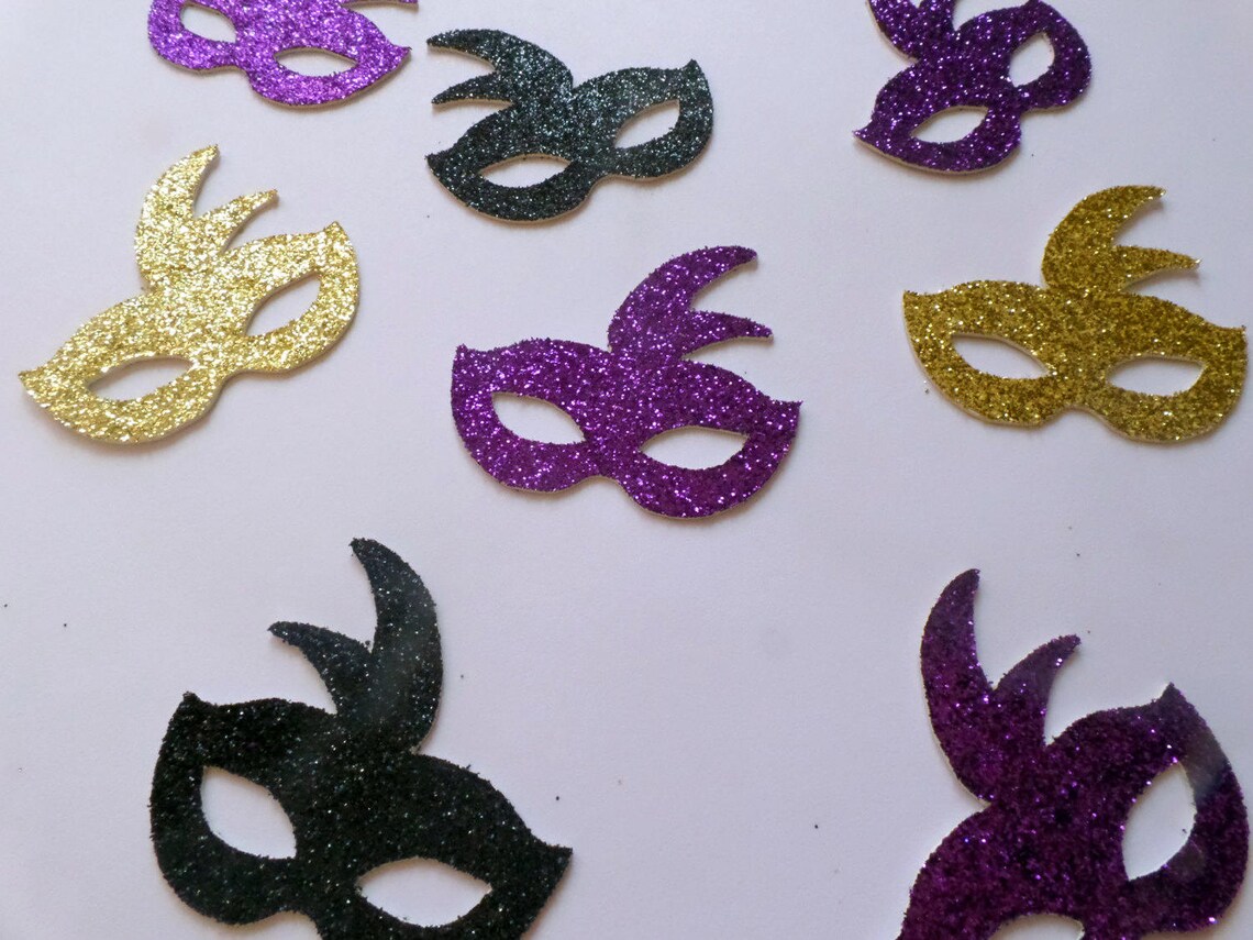 Mardi Gras Mask Confetti - (60 Pieces) Masquerade Party, Birthday Party ...