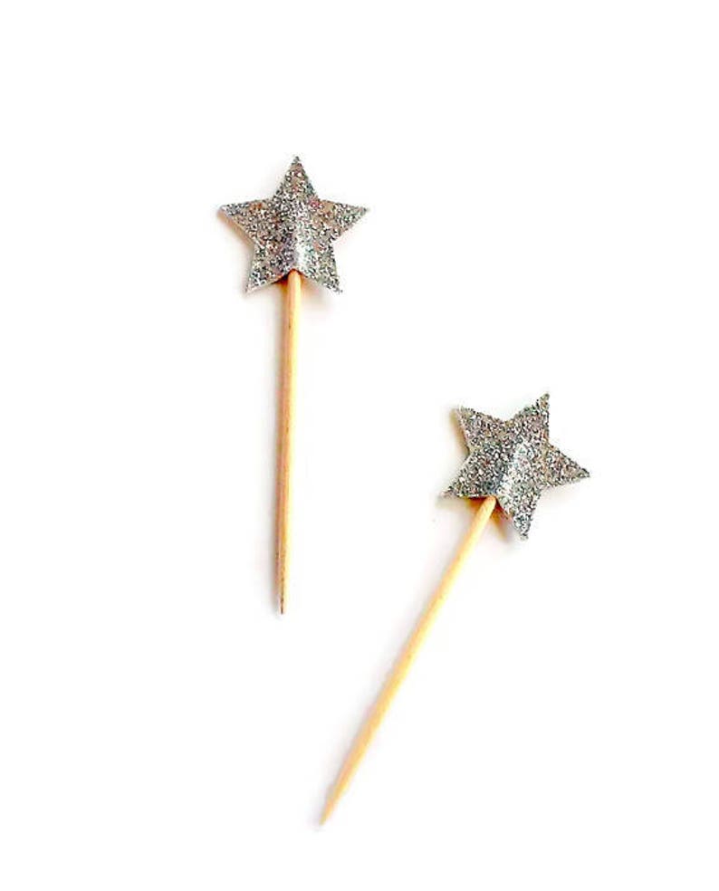 Silver Star Cupcake Toppers Set of 12 Twinkle Twinkle | Etsy