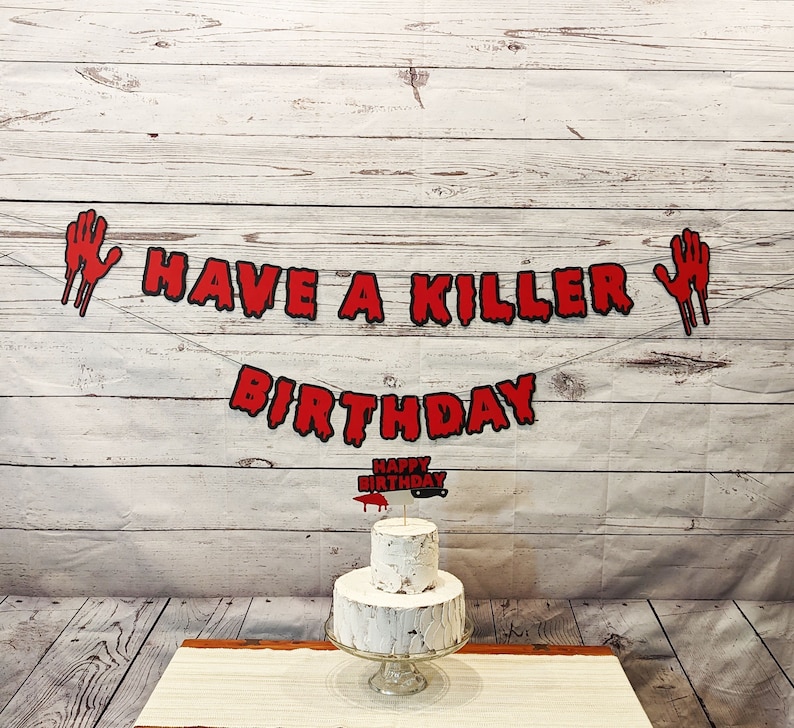 Killer Birthday Cake Topper - Spooky Birthday - Halloween Birthday ...