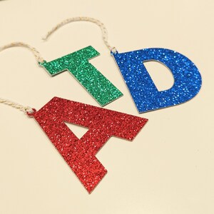 Letter Tag - Glitter Initial Letter Tag - Christmas Stocking Tag - Gift ...