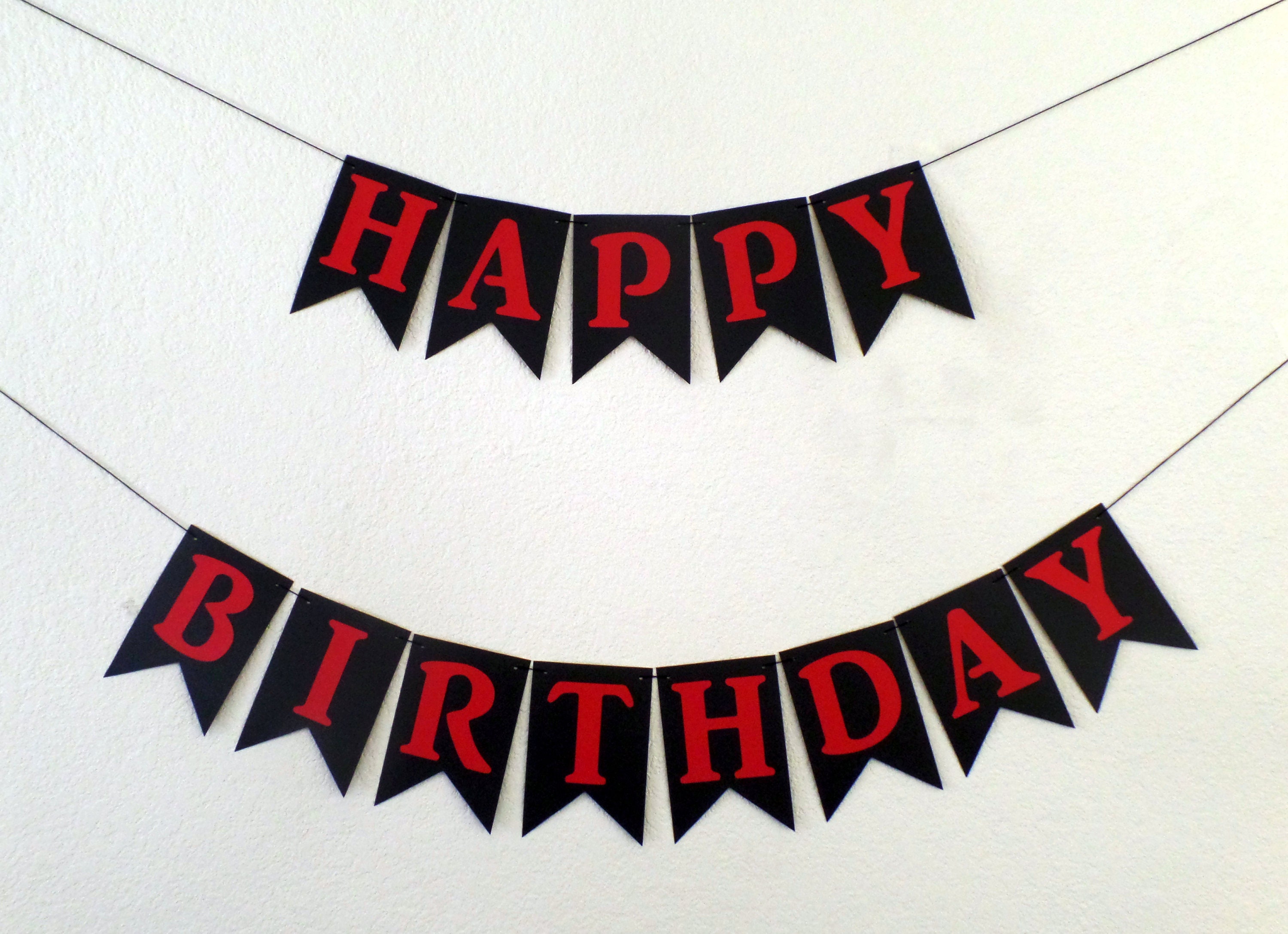 Red and Black Happy Birthday Banner Man Birthday Black and | Etsy