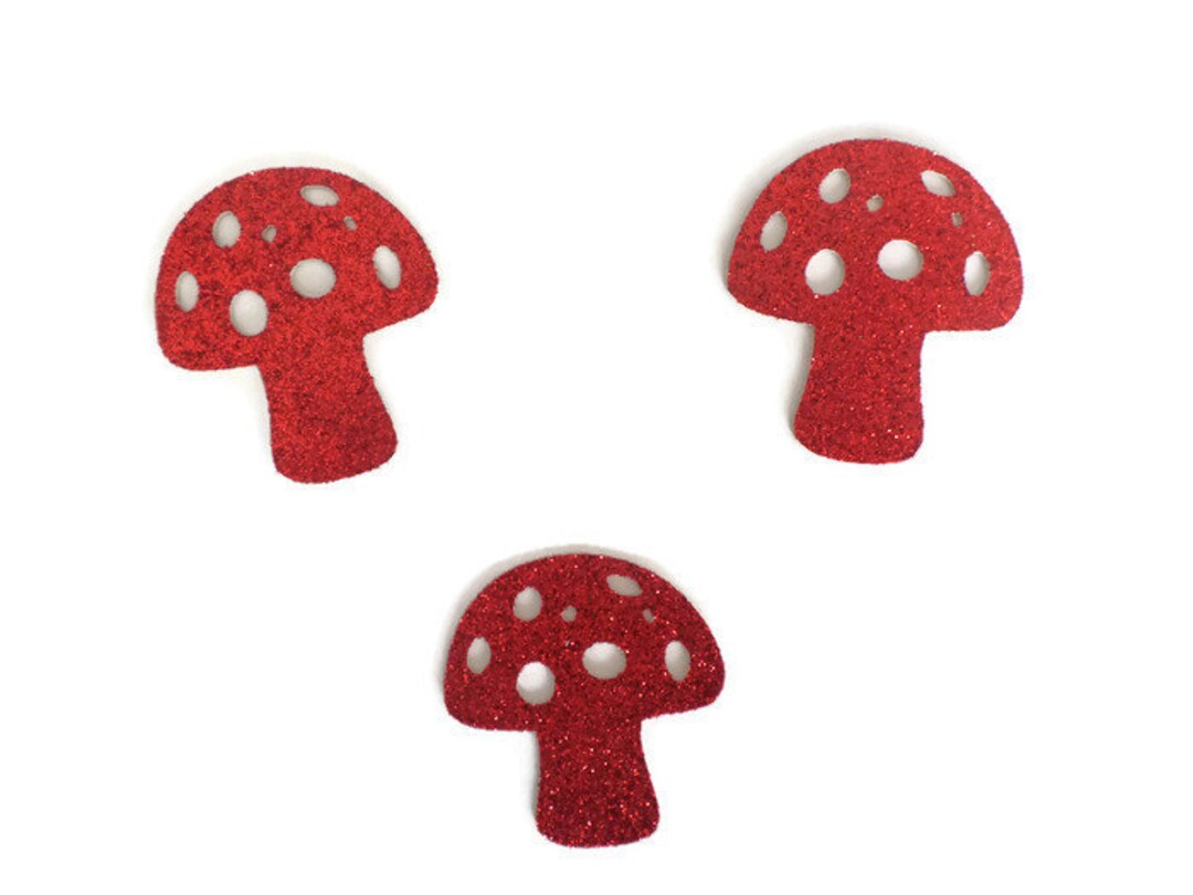 Mushroom Confetti, Red Glitter Mushroom Woodland Confetti Small 1.5 50 ...