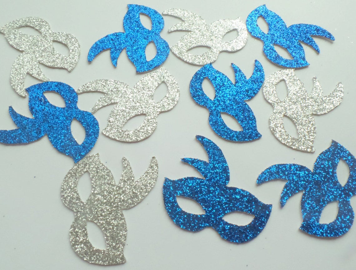 Mardi Gras Mask Confetti - (60 Pieces) Masquerade Party, Birthday Party ...
