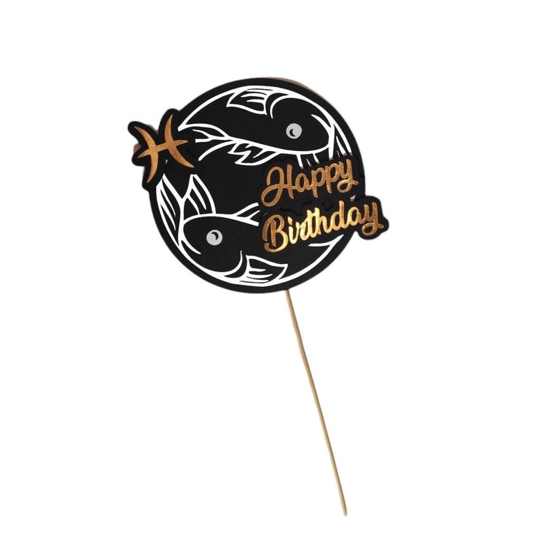 Pisces Cake Topper - Happy Birthday Pisces Zodiac Sign - Pisces Party ...