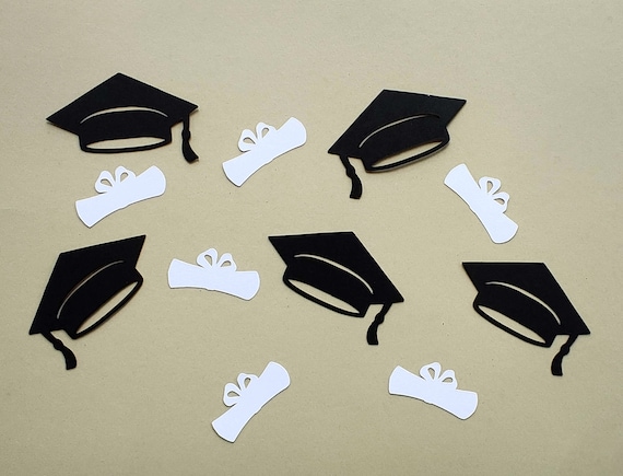 Graduation Party Confetti. Black Graduation Cap and White | Etsy