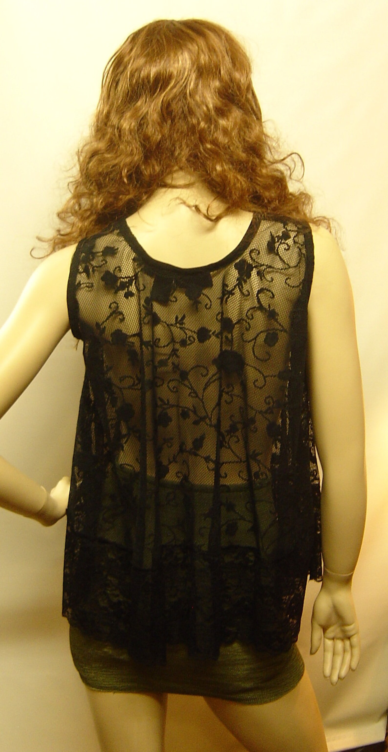 One of a Kind See Through Black Lace Flared Top With Lace Trim - Etsy