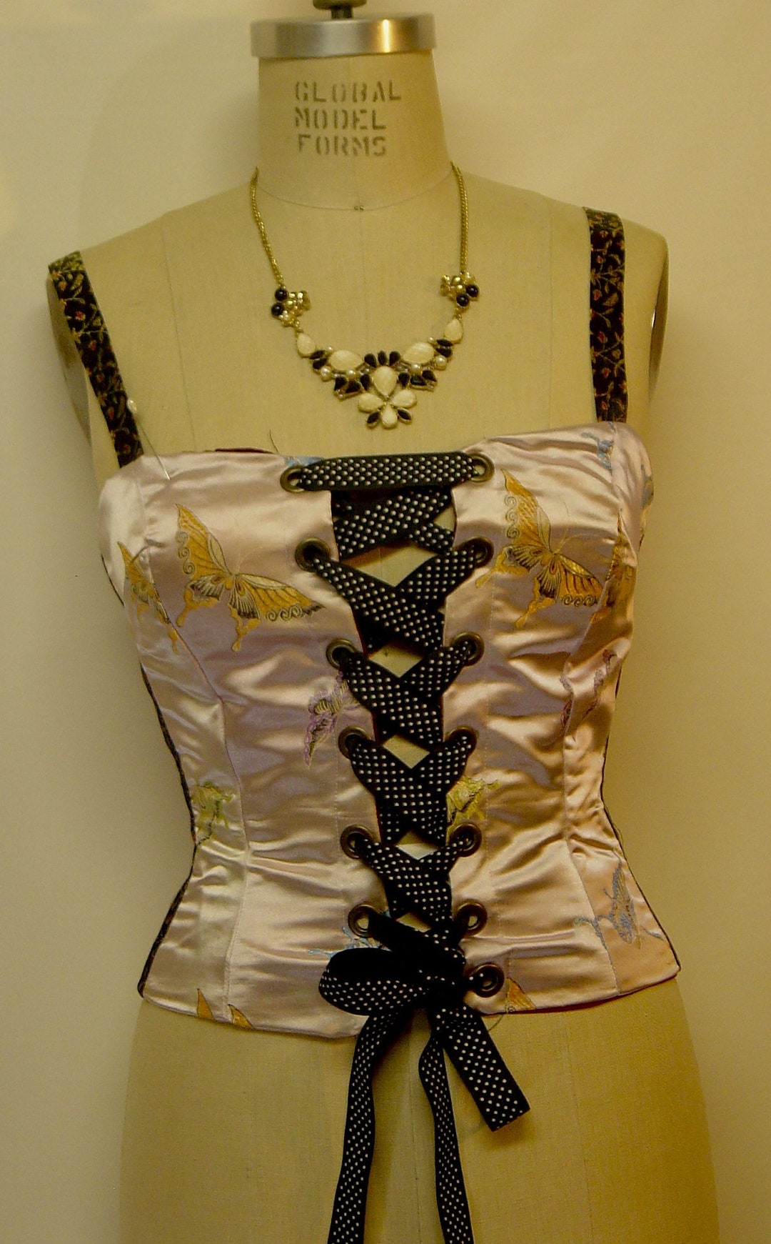 Lace-up Brocade Bustier - Etsy