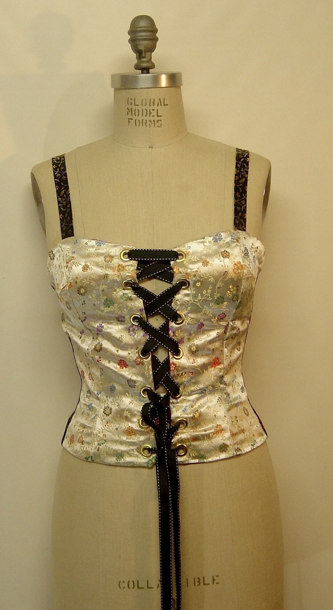 Lace-up Front-open Brocade Bustier - Etsy