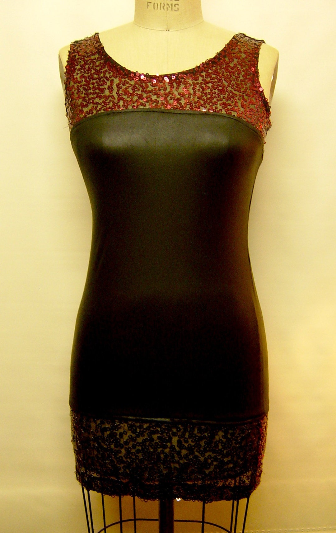 Stretch Sequins and Pleather Tight Party Dress - Etsy
