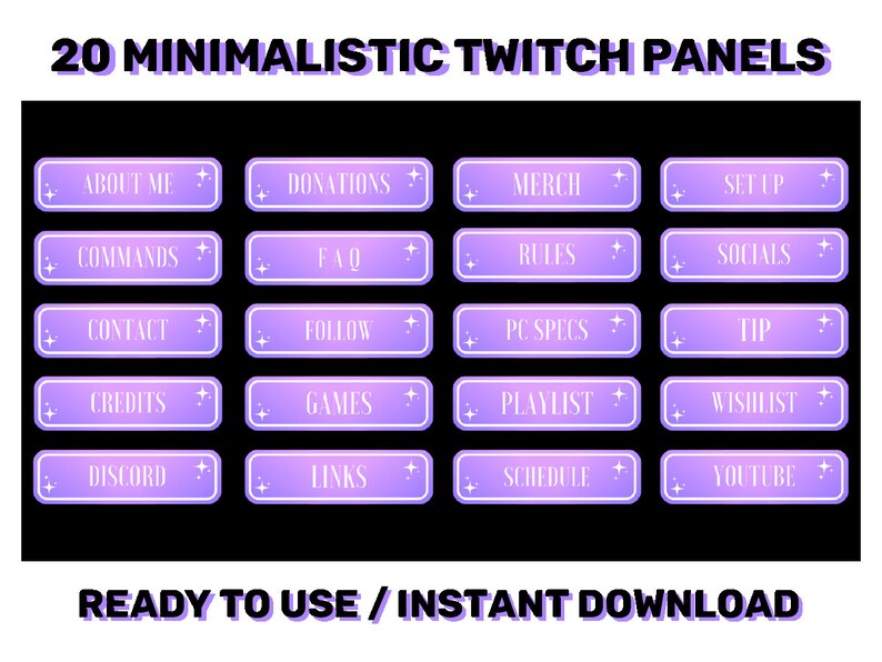 20 Twitch Panels / Purple Twitch Panels / Minimalistic - Etsy