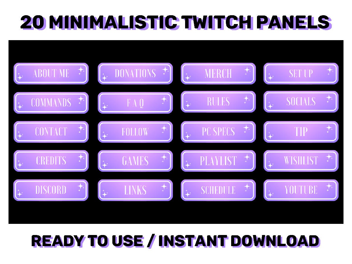 20 Twitch Panels / Purple Twitch Panels / Minimalistic - Etsy