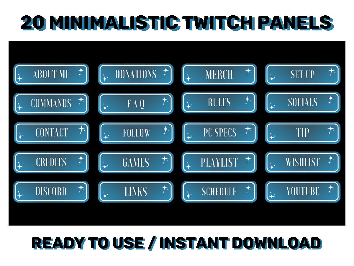 20 Twitch Panels / Blue Twitch Panels / Minimalistic - Etsy