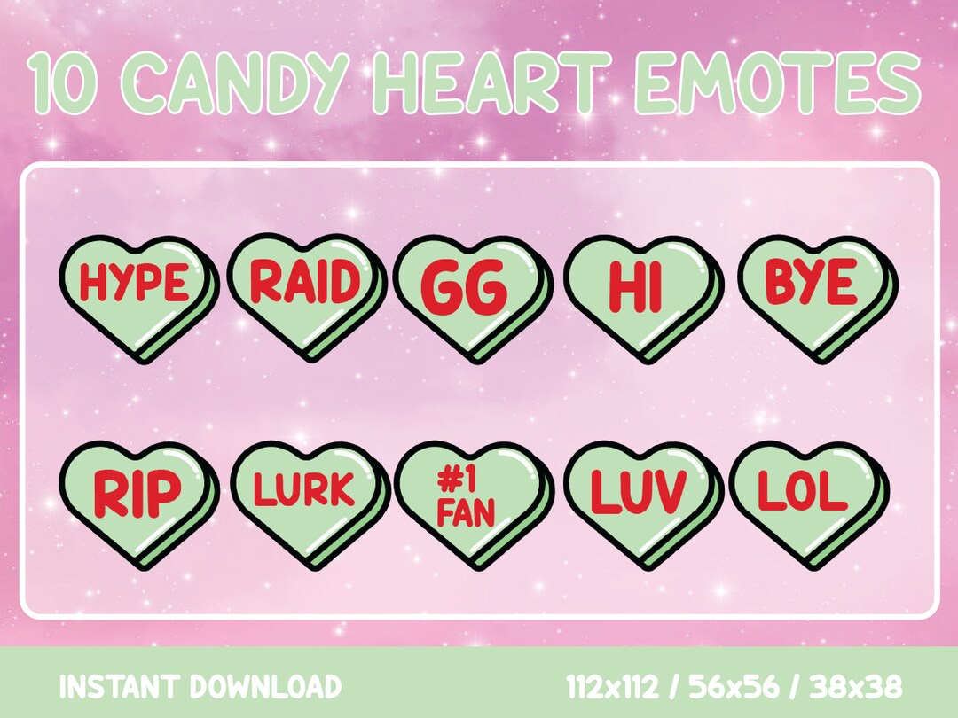 10 Valentines Day Heart Candy Emotes, Twitch / Discord, Pre-made, Ready ...