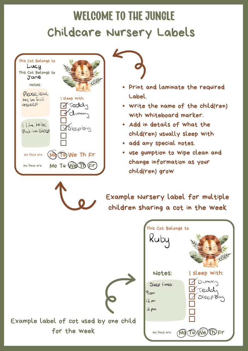 Childcare Nursery Labels - Welcome to the Jungle Theme - Etsy Australia