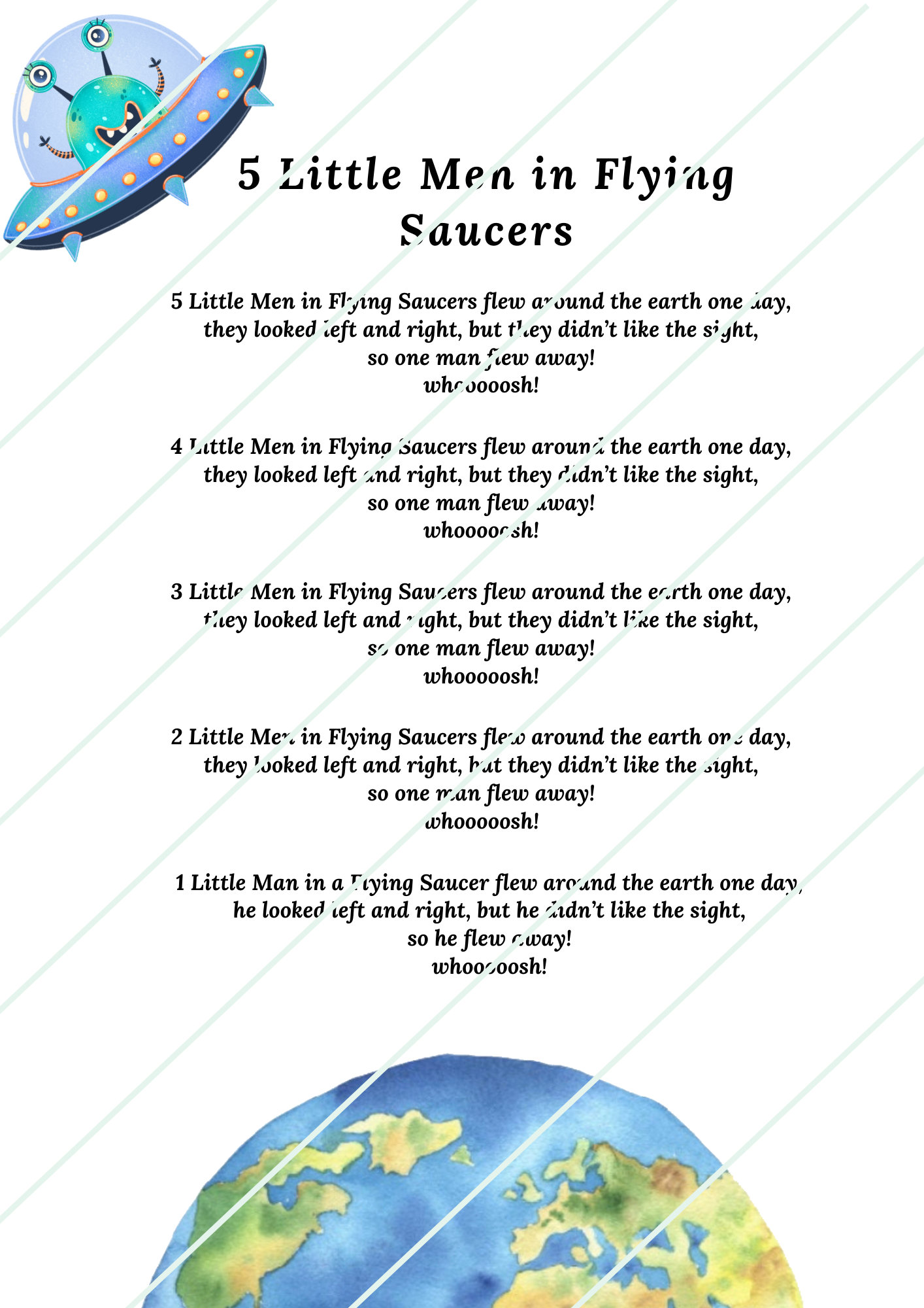 5 Little Men in Flying Saucers Felt Board Song - Etsy UK