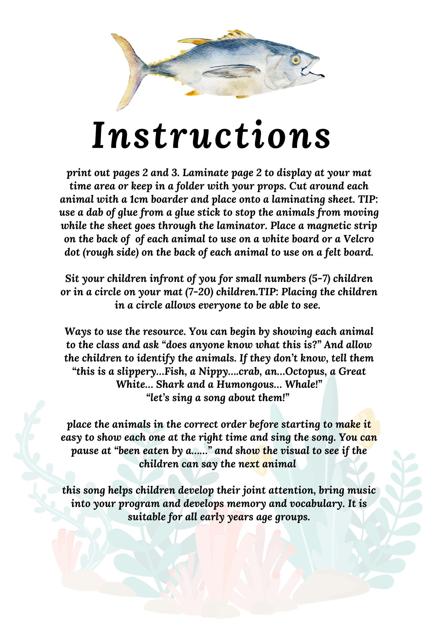 Slippery Fish Interactive Song - Etsy