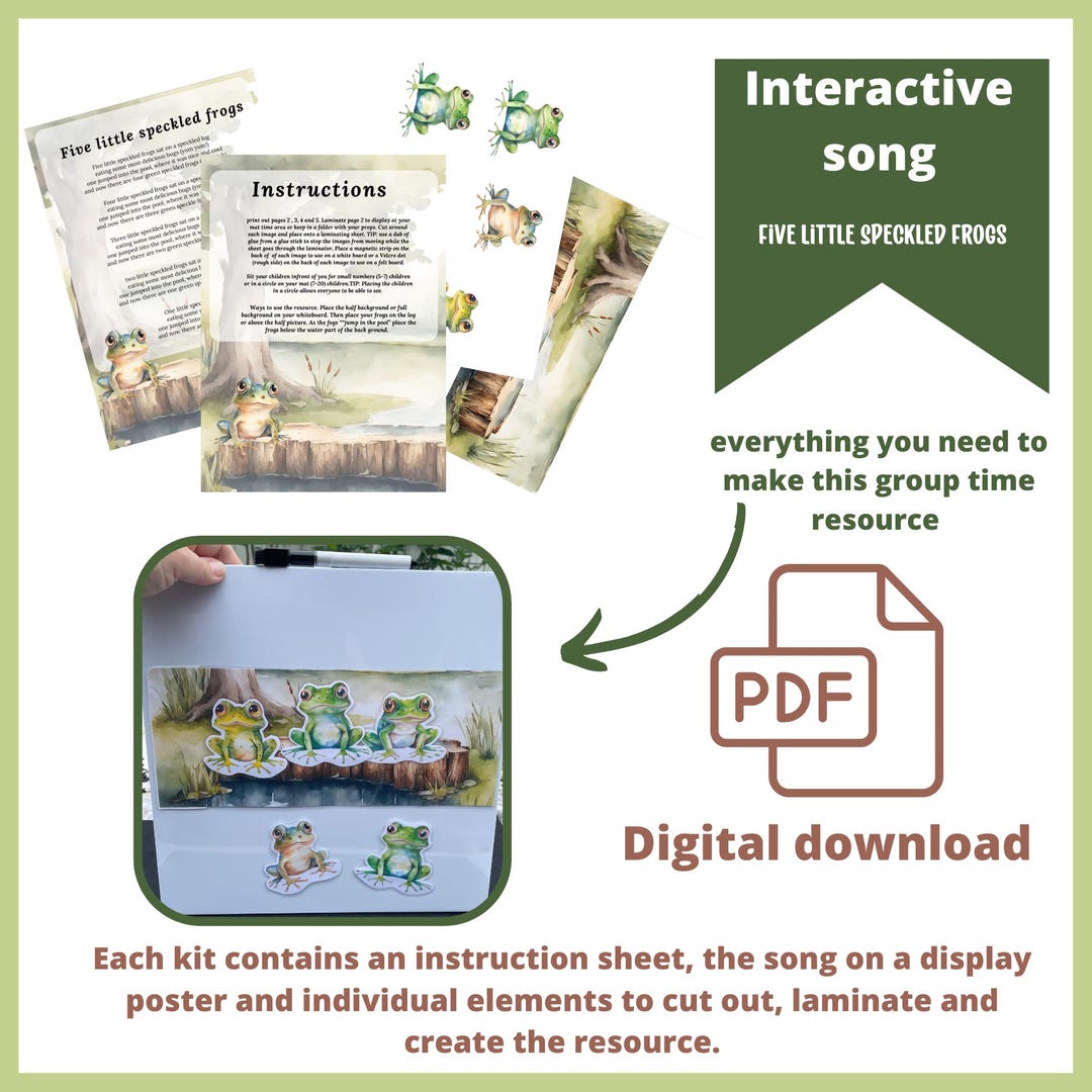 5 Little Speckled Frogs, Interactive Learning Kit, Nursery Rhyme ...