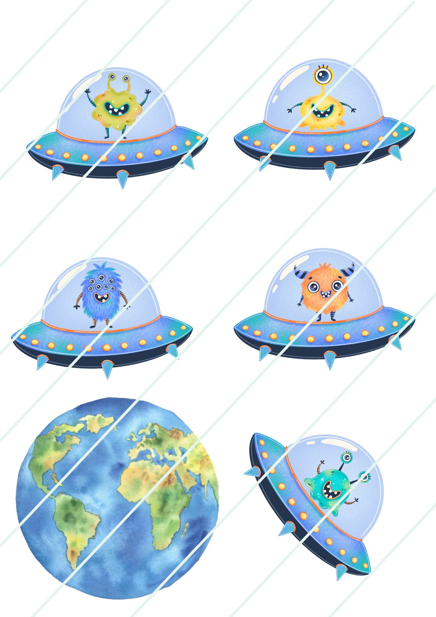 5 Little Men in Flying Saucers Felt Board Song - Etsy UK