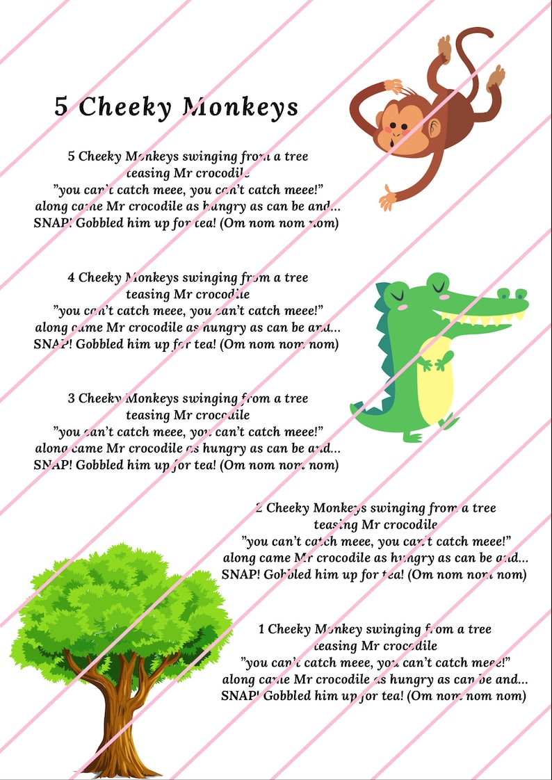 5 Cheeky Monkeys Felt Board Song - Etsy