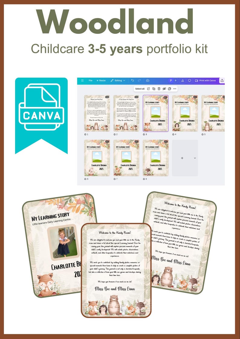 Editable Early Years Classroom Portfolio Kit - Woodland Theme for 3-5 ...