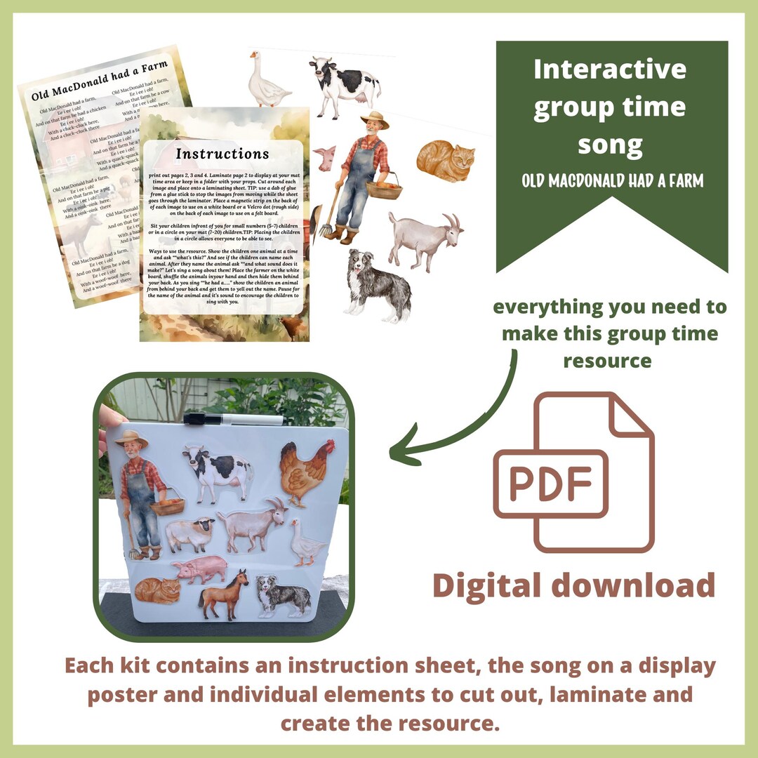 Old Mac Donald Had a Farm Interactive Group Time Felt Board/ Whiteboard ...