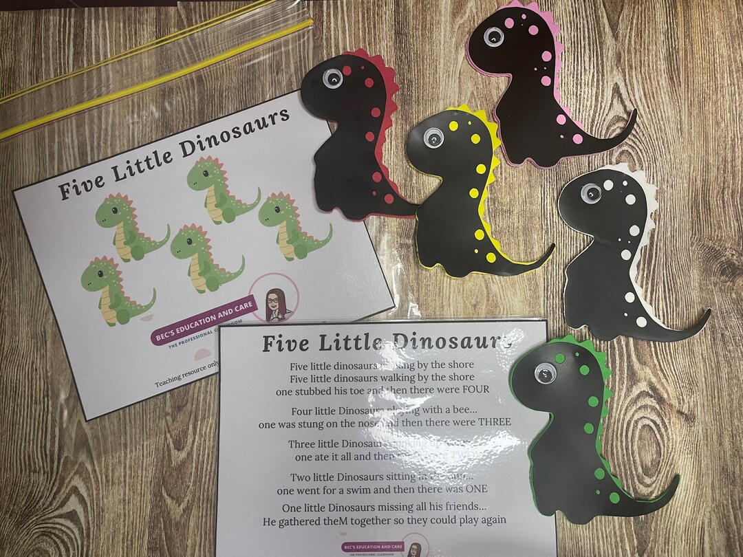 5 Little Dinosaurs Felt Board Song, Group Time, Song Props, Teacher ...