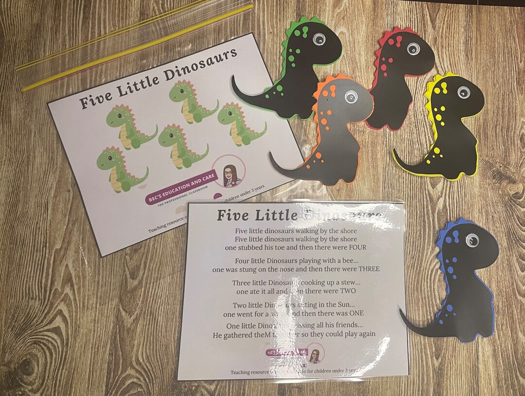 5 Little Dinosaurs Felt Board Song, Group Time, Song Props, Teacher ...