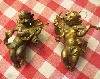 Pair of Vintage Musical Cherub Angels With Mandolin and Violin | Etsy