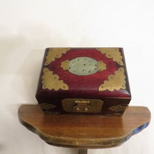 Small Wood Jewelry Box, Carved Jade, Brass Hardware, Vintage, Asian - Etsy