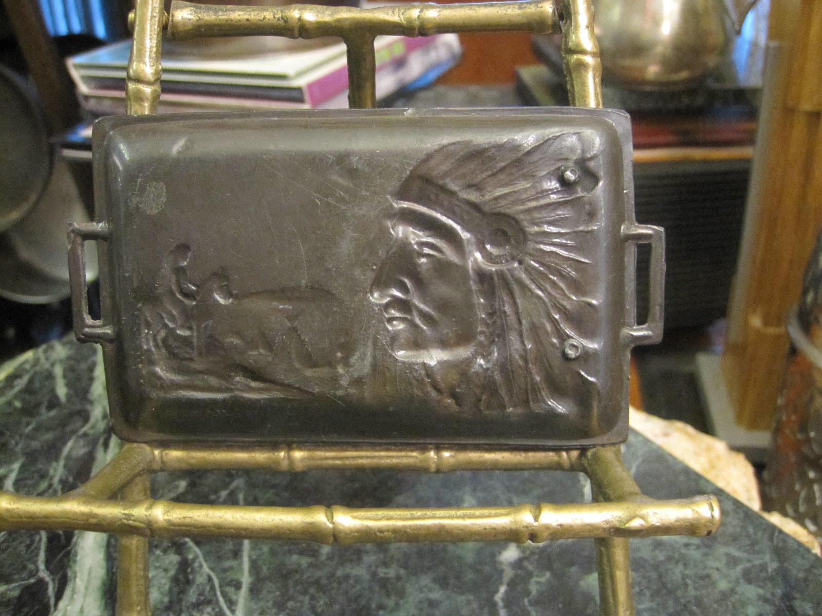 Mid Century Almar Point Decorative Indian Head Business Card Holder ...