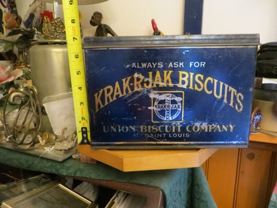 Antique KRAK-R-JAX Biscuits Tin Box Union Biscuit Company St. | Etsy